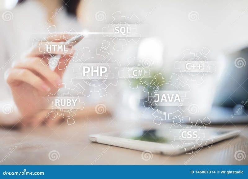 Web Development Tools Concept On Virtual Screen Programming Language - Premium Landscape Illustration Gallery - Full HD