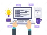 Programming Languages Flat Line Icons Set Html Code Php Java
