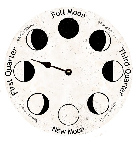 Lunar Phase Clock White Moon Phase Wall Clock Time Flies Clocks