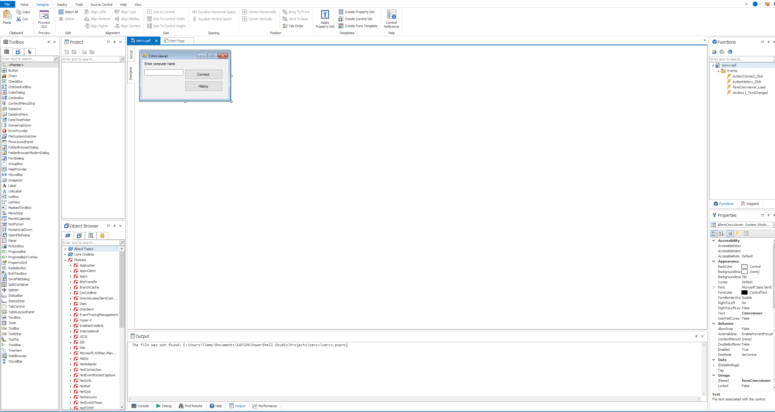Making a GUI with Powershell Studio to run cmrcviewer.exe with logging – TimmyIT.com