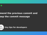 Amend The Previous Commit And Keep The Commit Message Tinytip