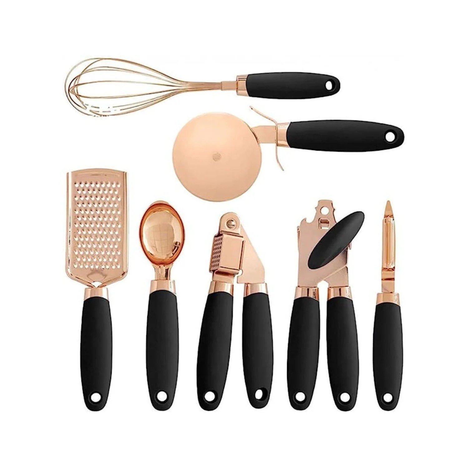 Rose Gold Gadget Set 7 Piece Set Black Toast Table