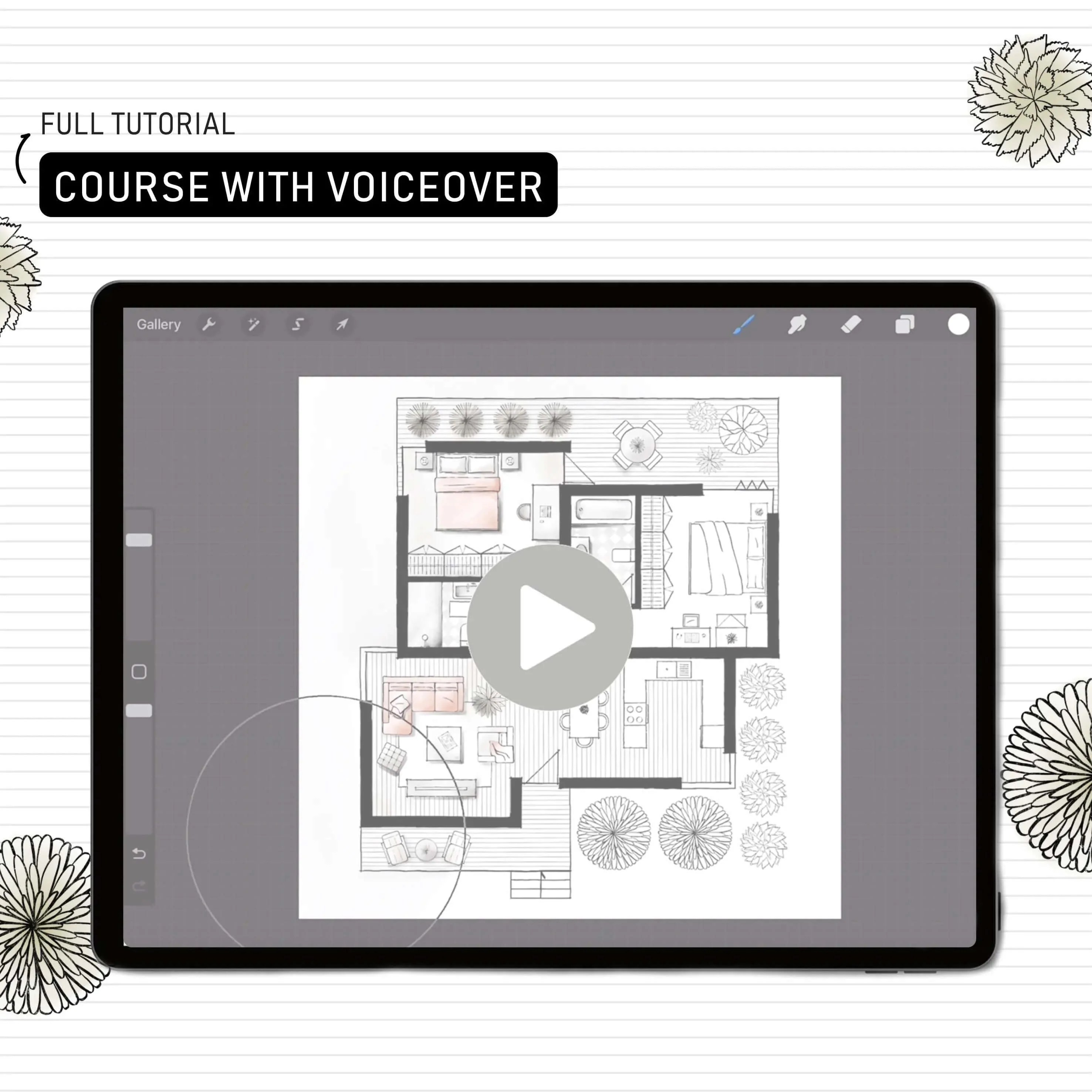 Course Pack Procreate Hand Drawn Style Floor Plan Toffu Co