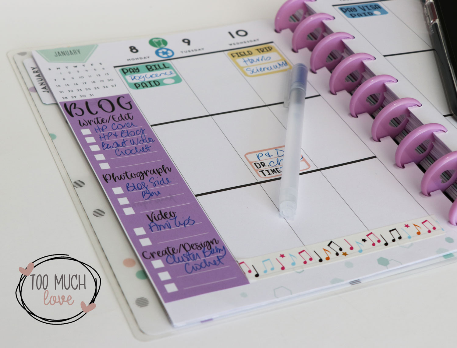 Blogger Sidebar Planner Sticker | Free Printable - Too Much Love