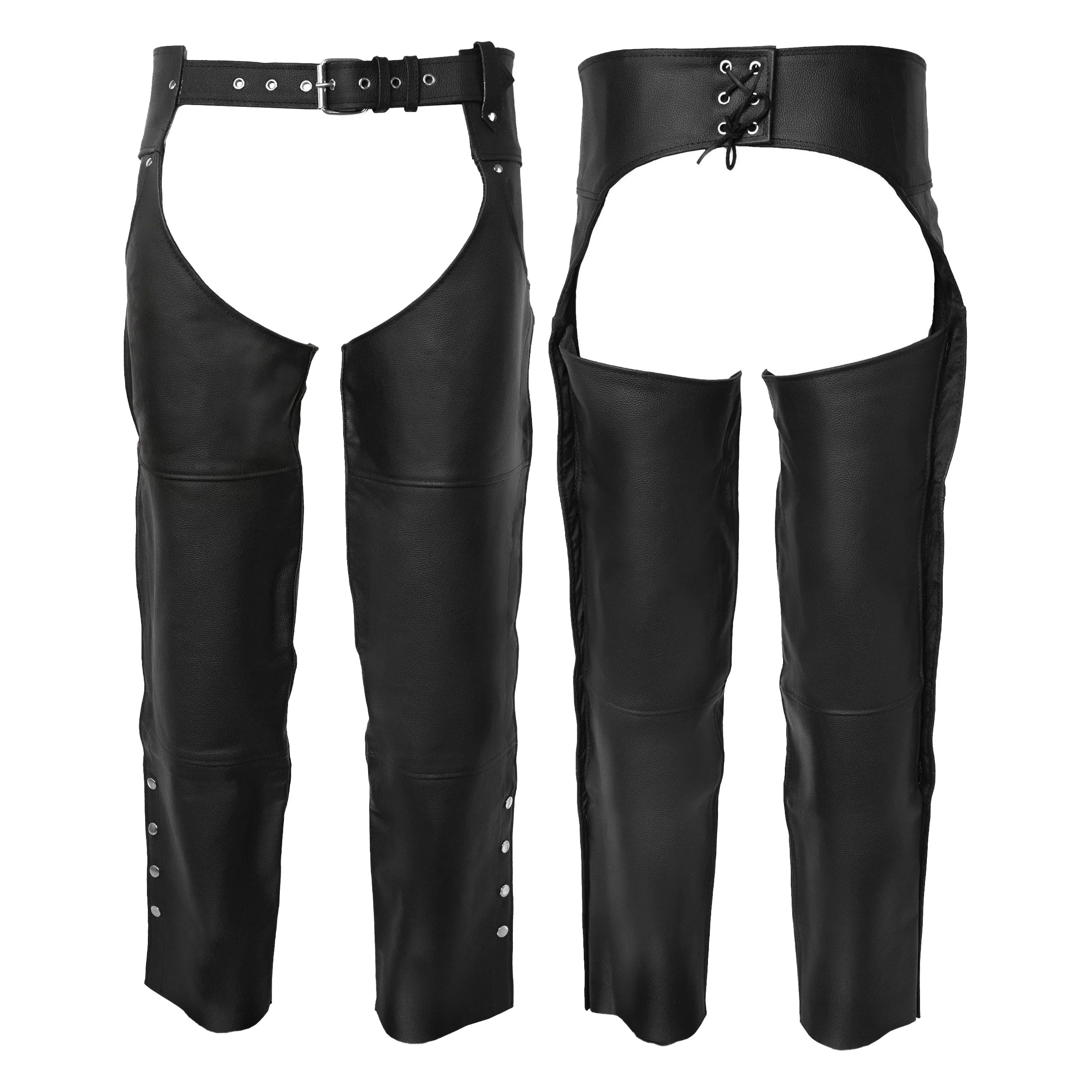Motorcycle Chaps For Men Women Black Touch Torn