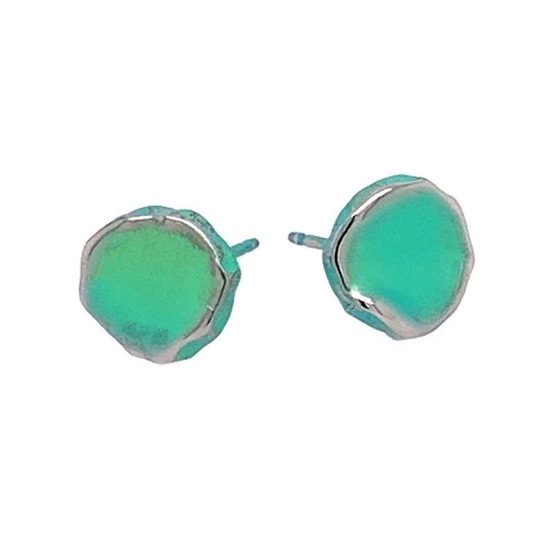 Large Round Boulder Stud Earrings | TouchTitanium.com