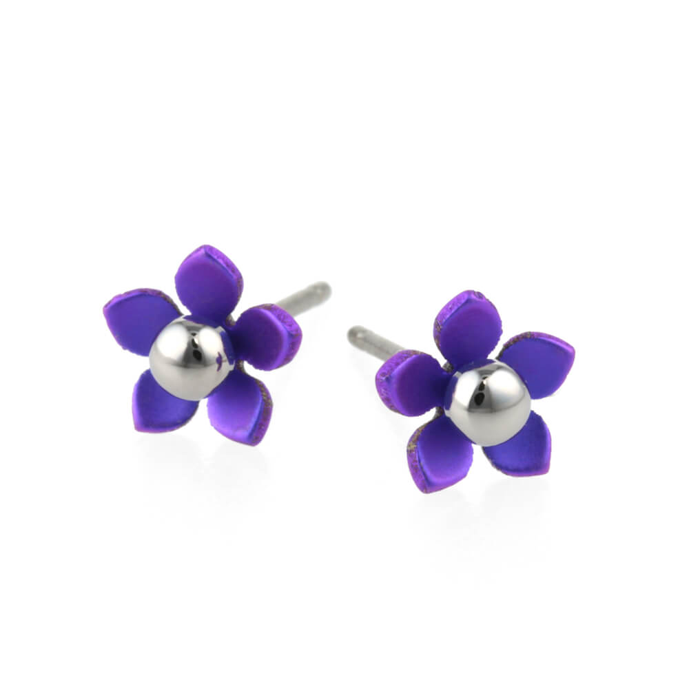 Flower Ball Stud Earrings | TouchTitanium.com