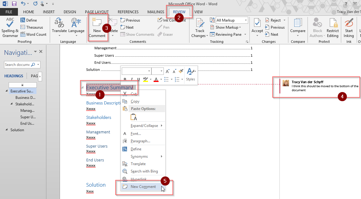 Day 57 – Inserting Comments in Word – Tracy van der Schyff