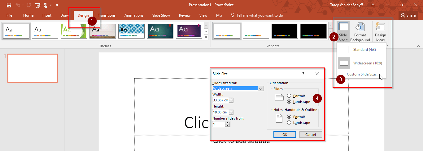 Day 227 – Change Portrait to Landscape in PowerPoint – Tracy van der Schyff