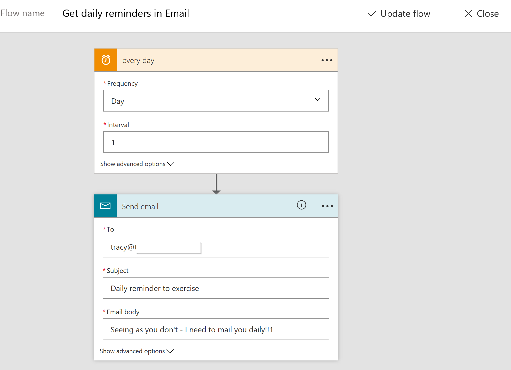 Day 256 – Flow: Get daily reminders in Email – Tracy van der Schyff