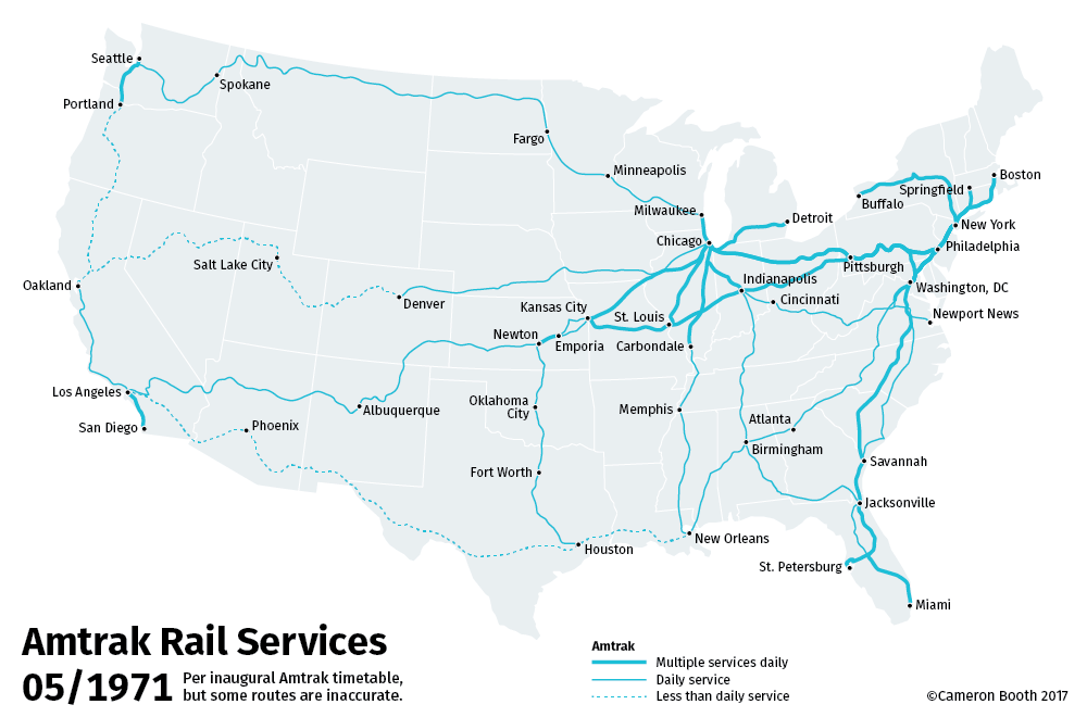 Transit Maps: Project: Amtrak Timeline Map, 1971-2017
