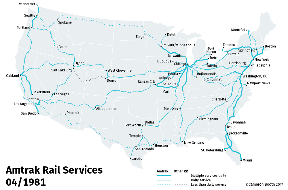 Transit Maps: Project: Amtrak Timeline Map, 1971-2017