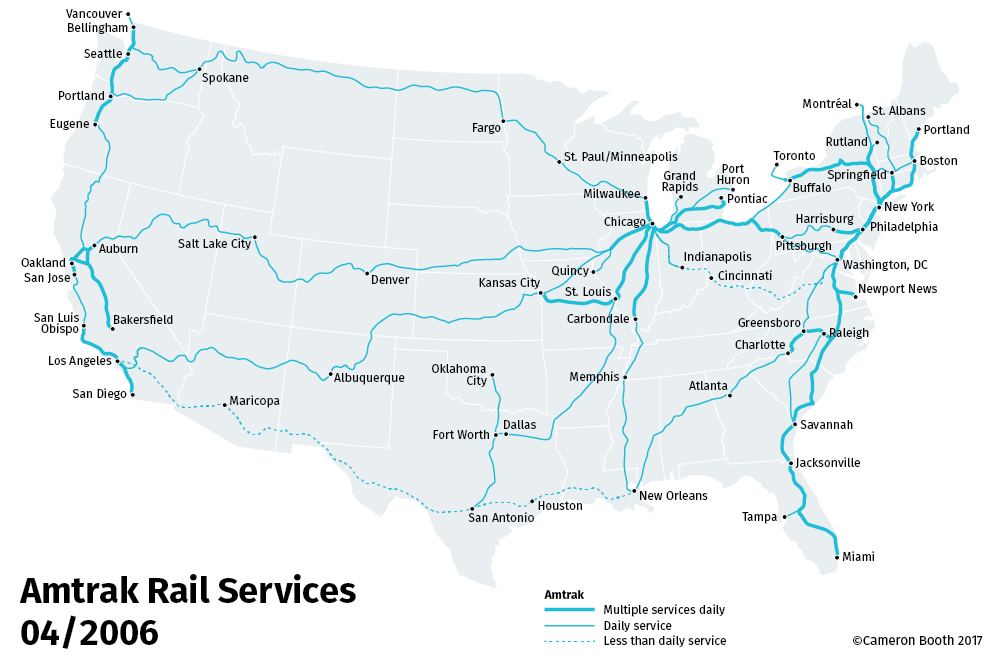 Transit Maps: Project: Amtrak Timeline Map, 1971-2017