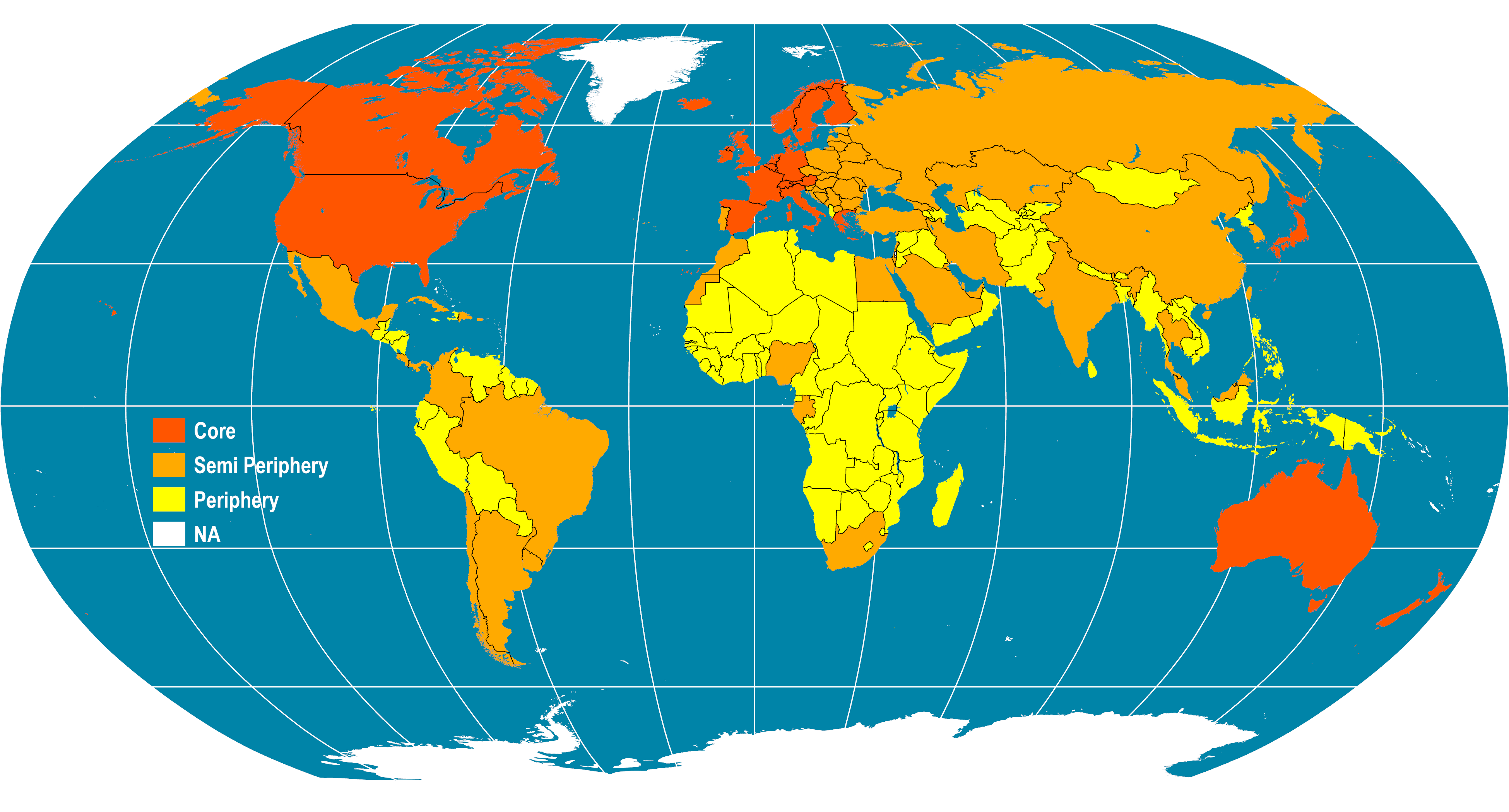 Core / Periphery Division of the World | The Geography of Transport Systems