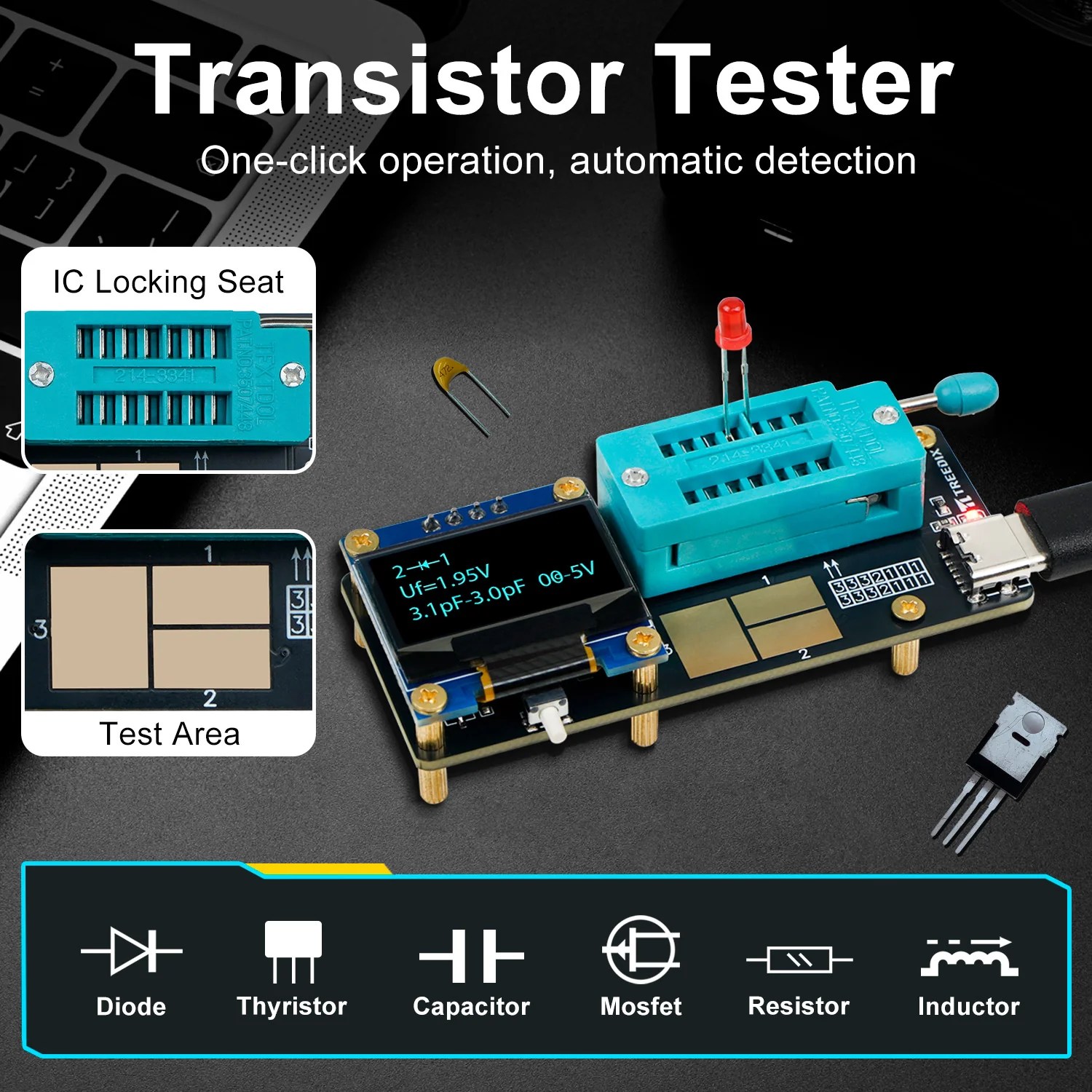 Treedix Gm328 Transistor Tester Mosfet Transistor Capacitor Tester
