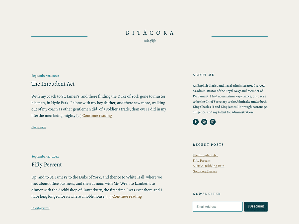Bitácora Simple Old School Blog Theme