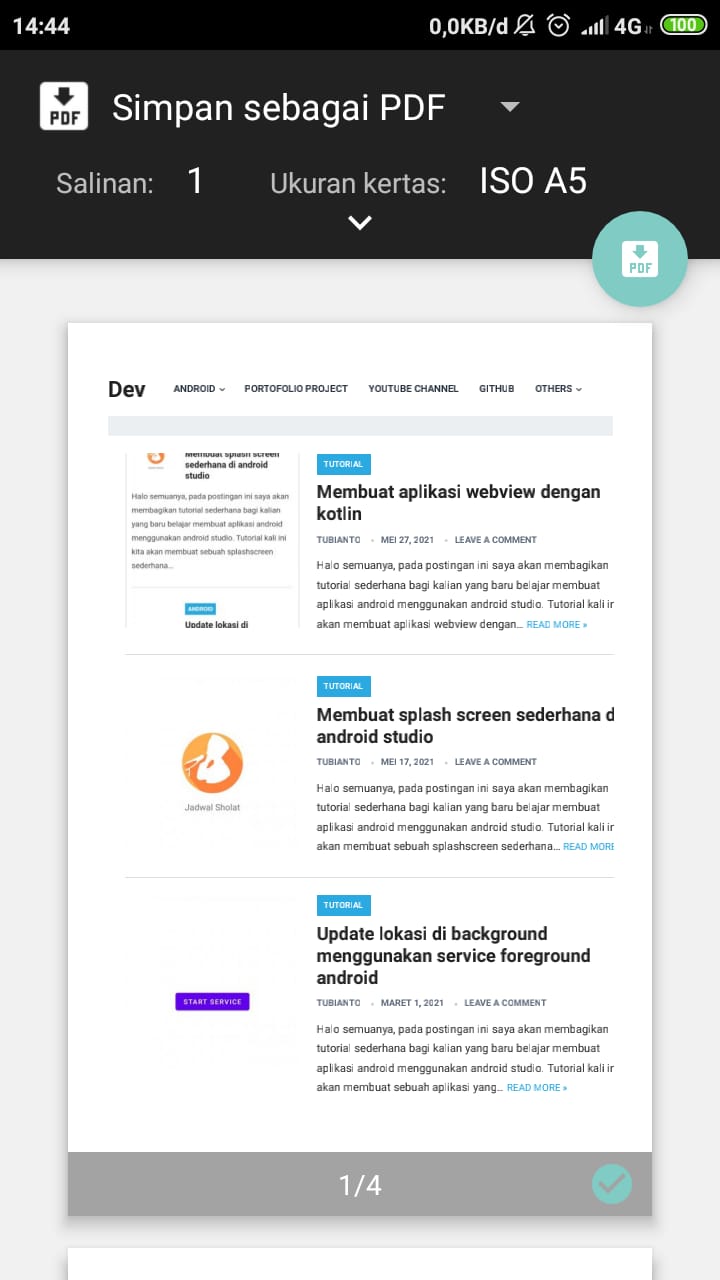 Print atau Save As Pdf Halaman Webview dengan PrintManager - Tubianto