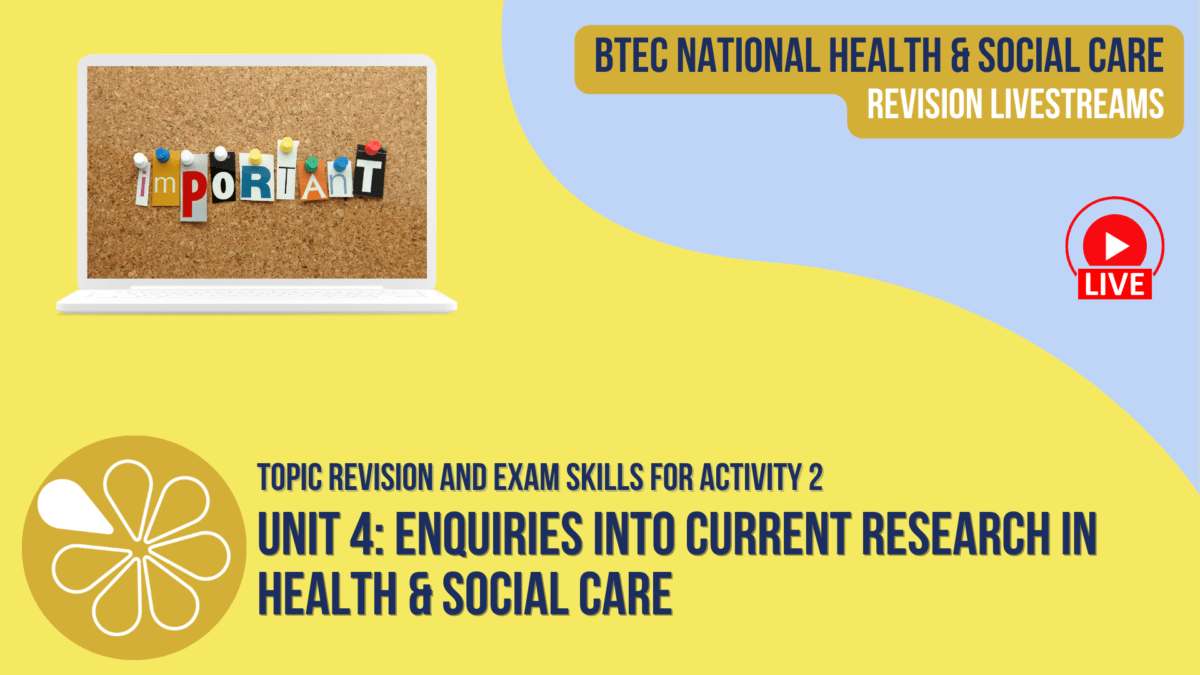 Activity 2 In The Unit 4 Exam Btec National Health Social Care