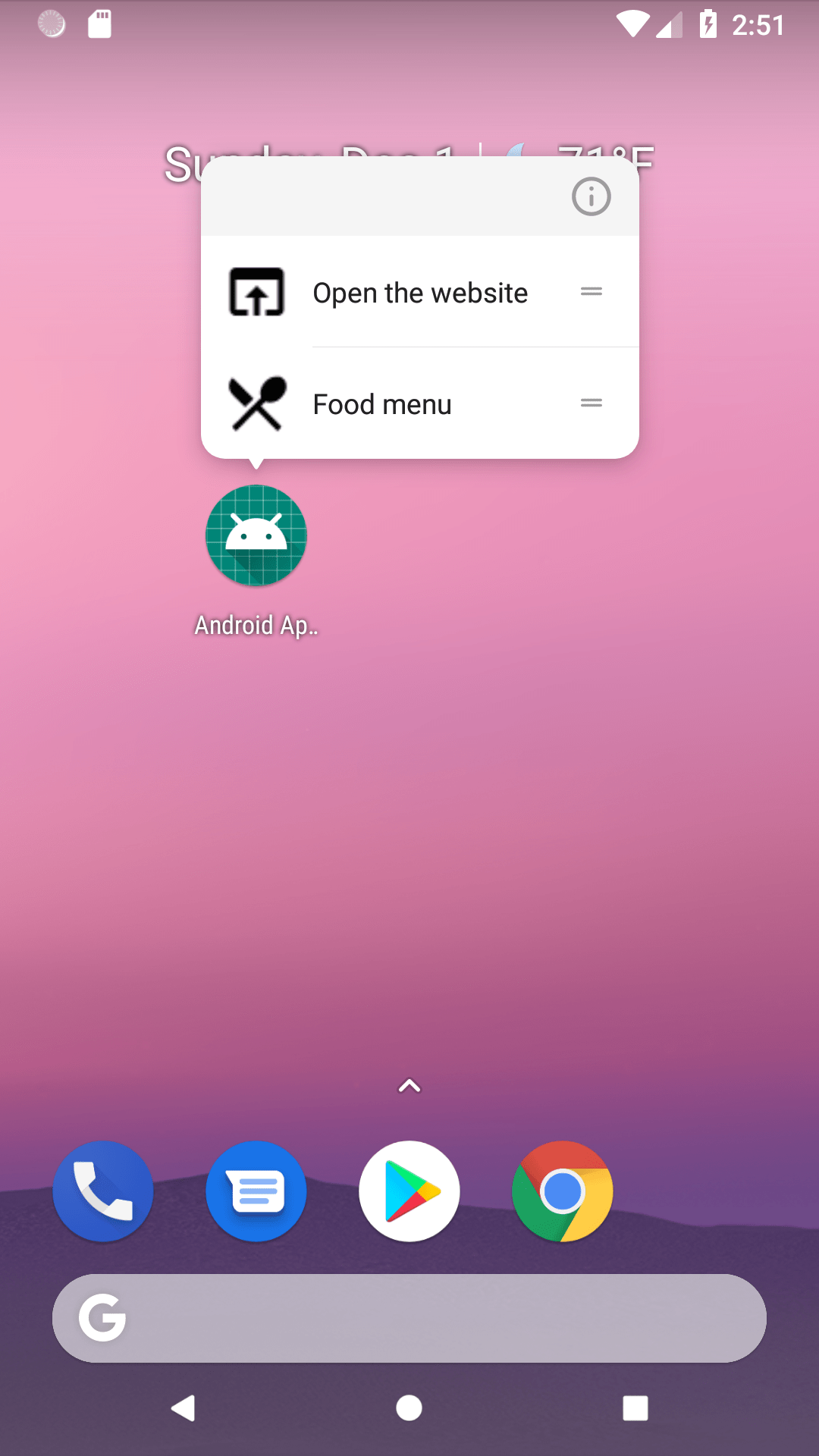 Create shortcuts android App | Show Menu Long press on App icon - Kotlin