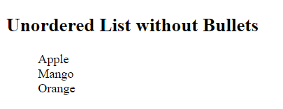 Remove bullets from ul CSS | Unordered list without any bullets Example