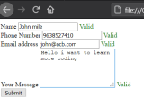 Javascript Contact Form Validation In Html Example Code Eyehunts