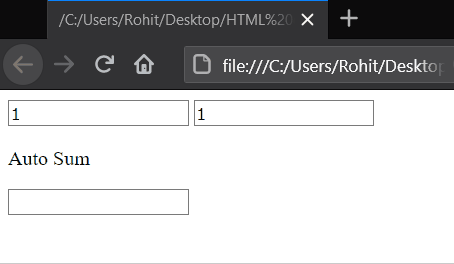 Add two textbox values & display sum in textbox automatically JavaScript