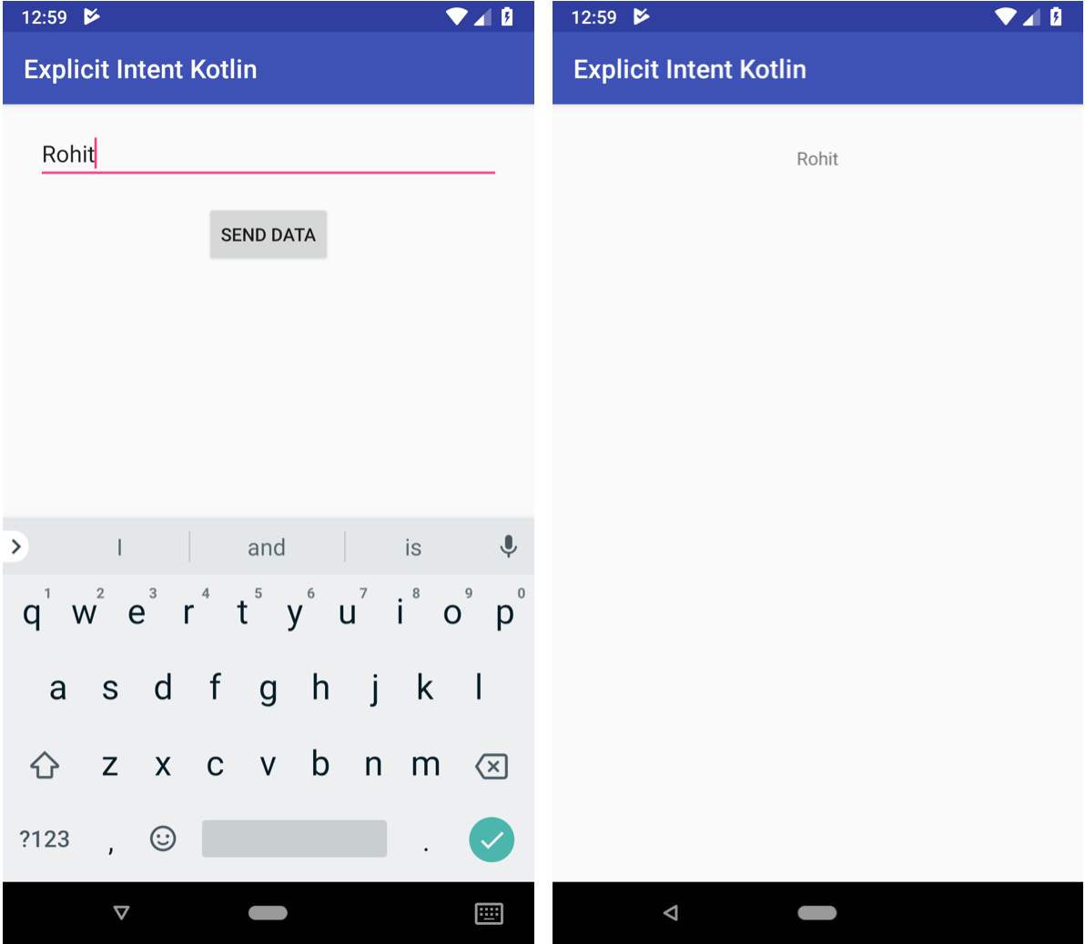 Explicit Intent - Start Another activity example in Kotlin - EyeHunts