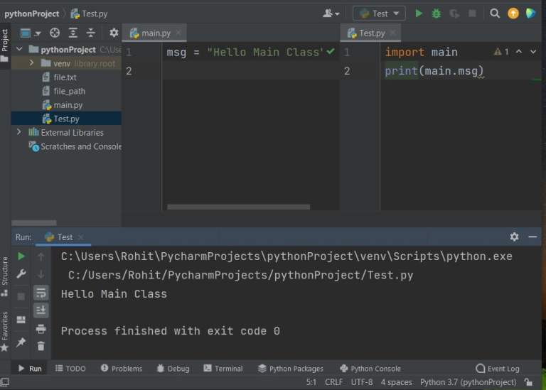 Python module variables | Example code