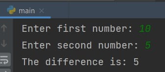 Python difference between two numbers | Example code