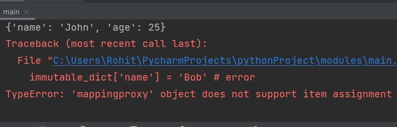 Python immutable dict