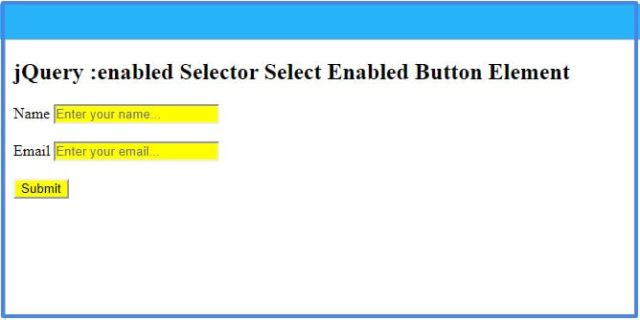 jQuery :enabled Selector: Select Enabled Elements