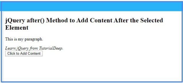 jQuery after() Method: Insert Content After Element