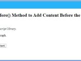 Jquery Before Method Add Content Before Element