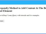 Jquery Prepend Method Add Content At Beginning