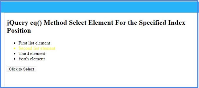 jQuery eq() Method: Return Element With Specific Index