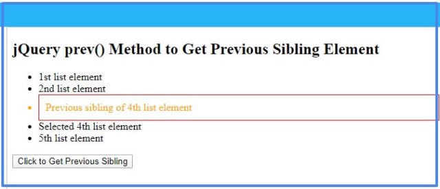 Jquery Prev Method Return Previous Sibling Elements 2355