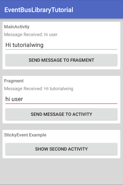 Android Eventbus Library Tutorial With Example Continue Tutorialwing