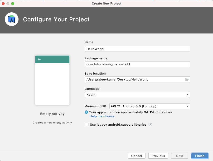 How to Create Android App In Kotlin Step By Step - Tutorialwing