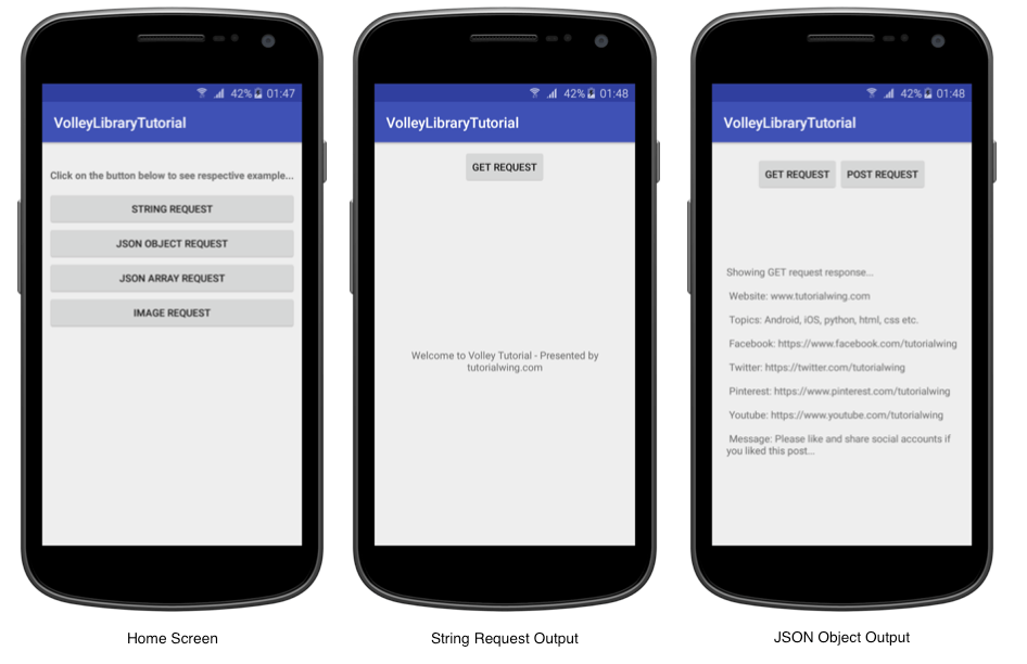 Android Volley Library Tutorial With Example - Tutorialwing