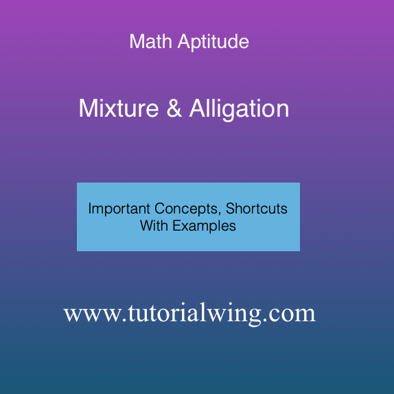 Mixture And Alligation Questions And Answers With Example Tutorialwing