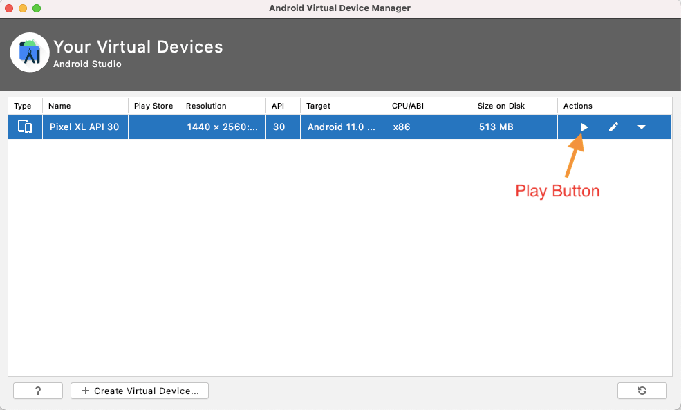 Run or Debug Android App Using Emulator in Android Studio - Tutorialwing