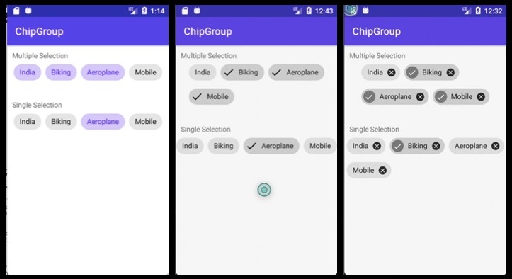 ChipGroup Using Kotlin With Example - Tutorialwing