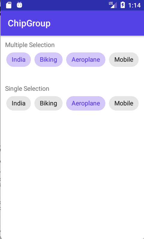 ChipGroup Using Kotlin With Example - Tutorialwing