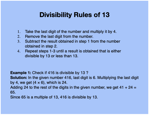 Divisibility Rule of 13 with Examples | Check Divisibility by 13 - Tutorialwing