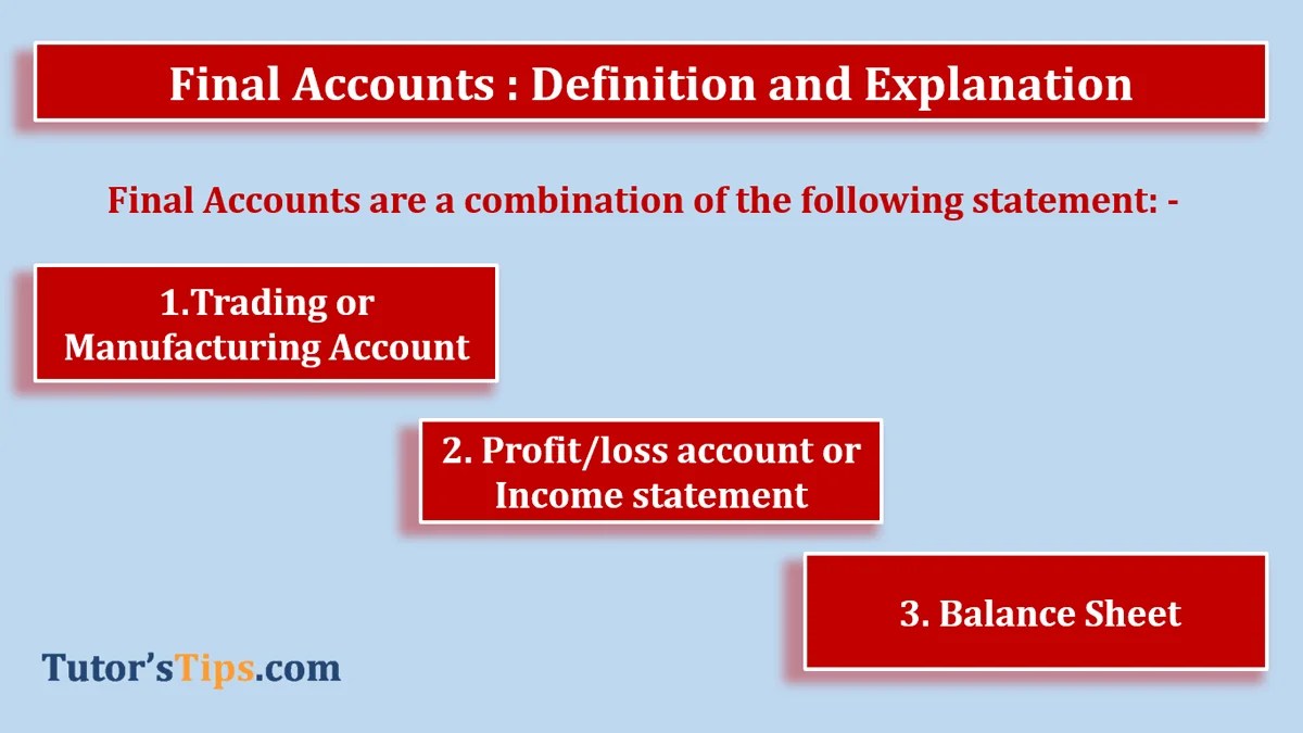 Final Accounts: Meaning, Definition and Explanation - Tutor's Tips