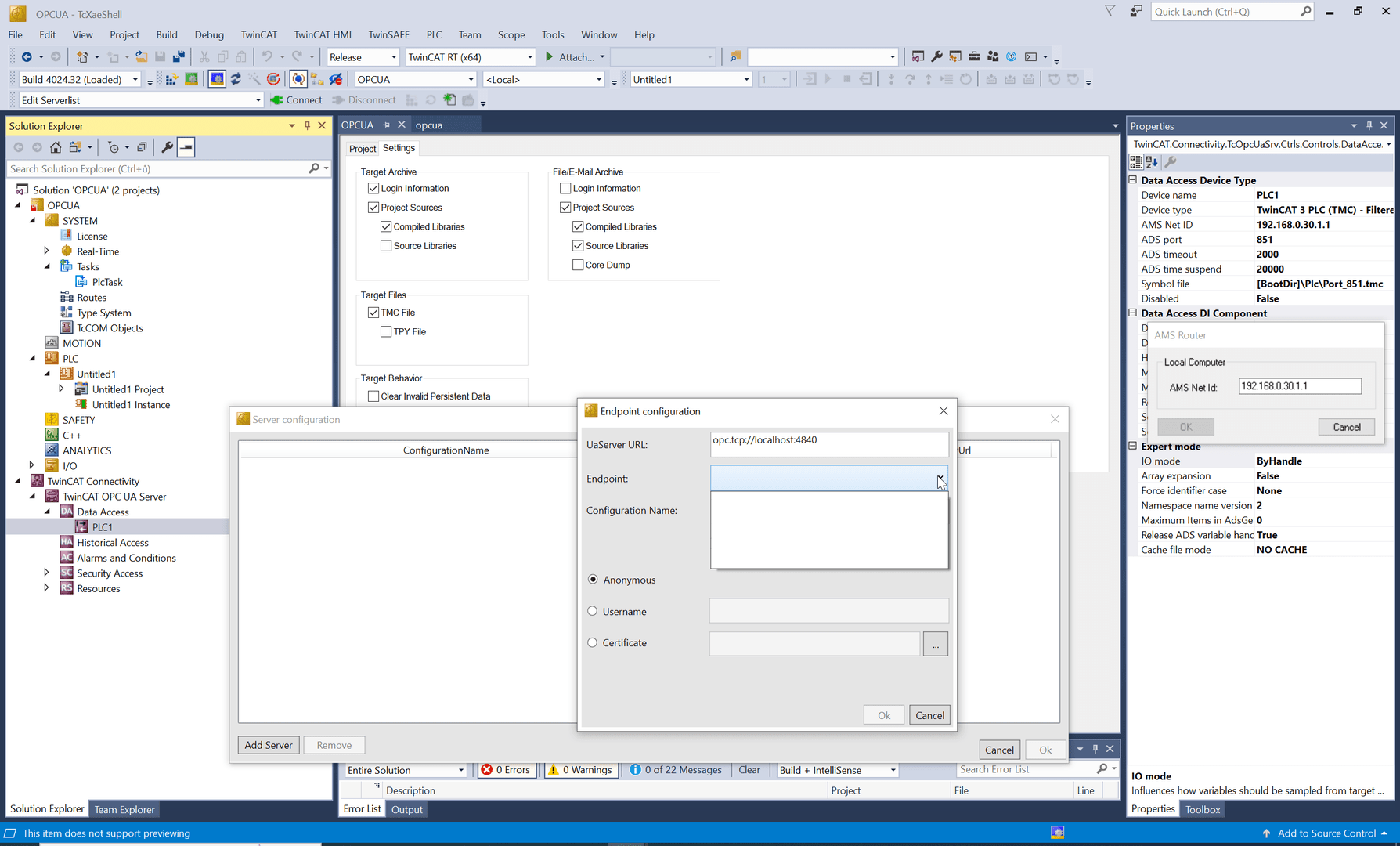 Twincat Opc Ua Server No Endpoints Issue How To And Troubleshooting Twincontrols Forum