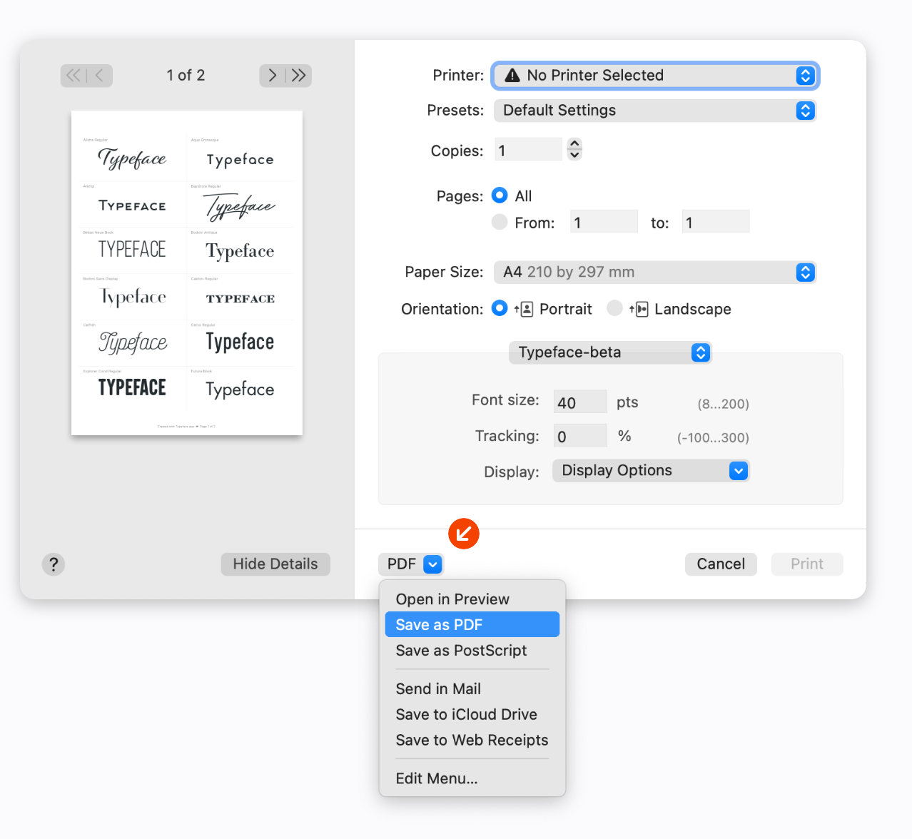Export Fonts To Pdf Typeface App