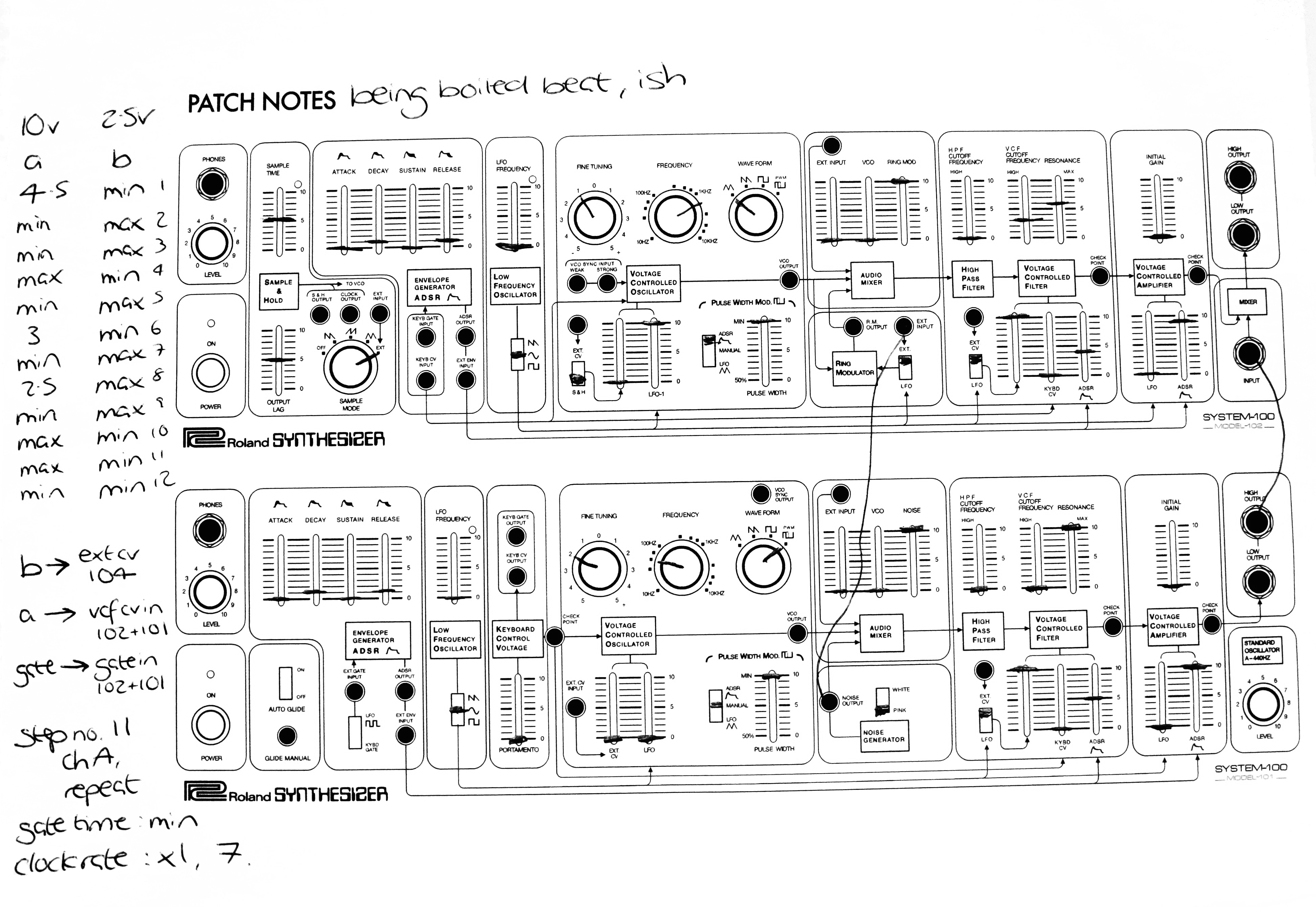 System 100 patch sheet - ua726