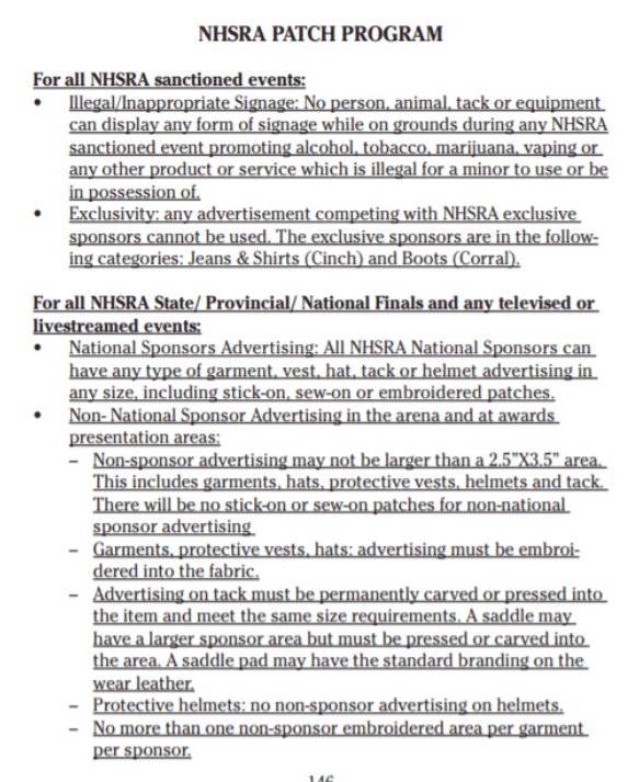 Utah High School Rodeo Association | NHSRA Patch policy