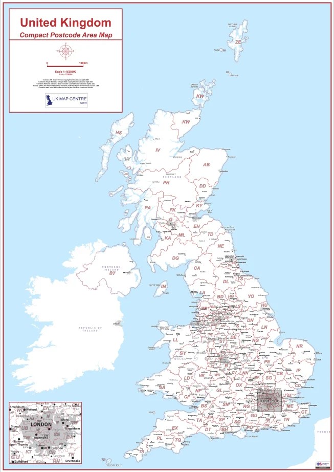 Compact Uk Postcode Area Digital Download Ukmaps Co Uk